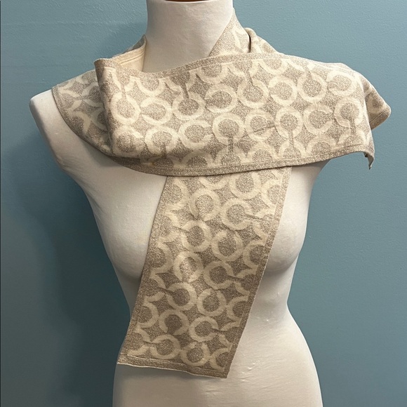 Coach | Accessories | Coach Signature Cc Beige Patterned Scarf | Poshmark